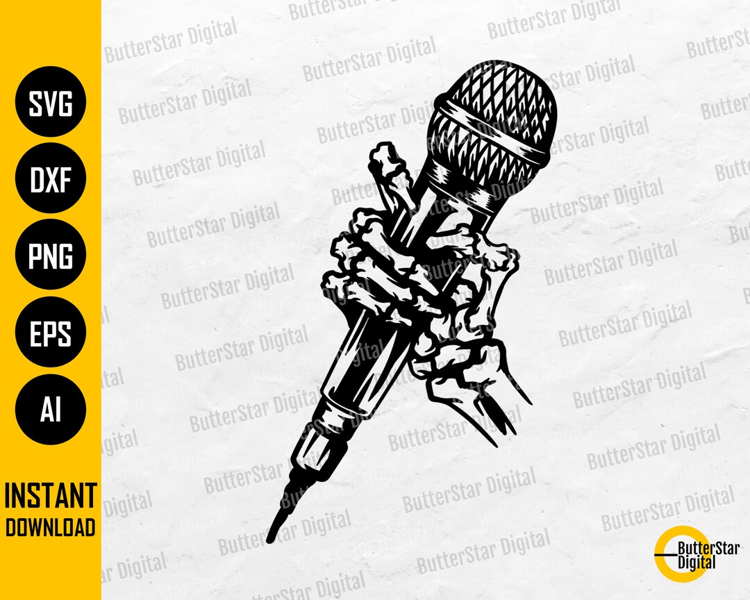 Skeleton Hand With Microphone SVG | Music T-shirt Decal Vinyl Graphics ...