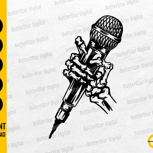 Skeleton Hand With Microphone SVG | Music T-shirt Decal Vinyl Graphics ...