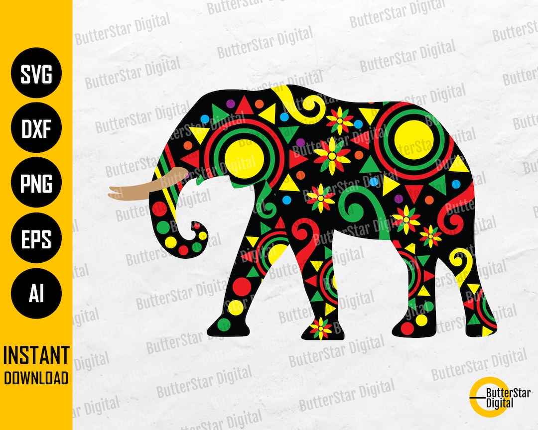 Ethnic Elephant SVG | African Safari SVG | Wild Animal T-shirt Stickers ...