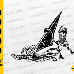 Tiki Man Windsurfing SVG | Tiki SVG | Surf Waves Hawaiian Sea Ocean ...