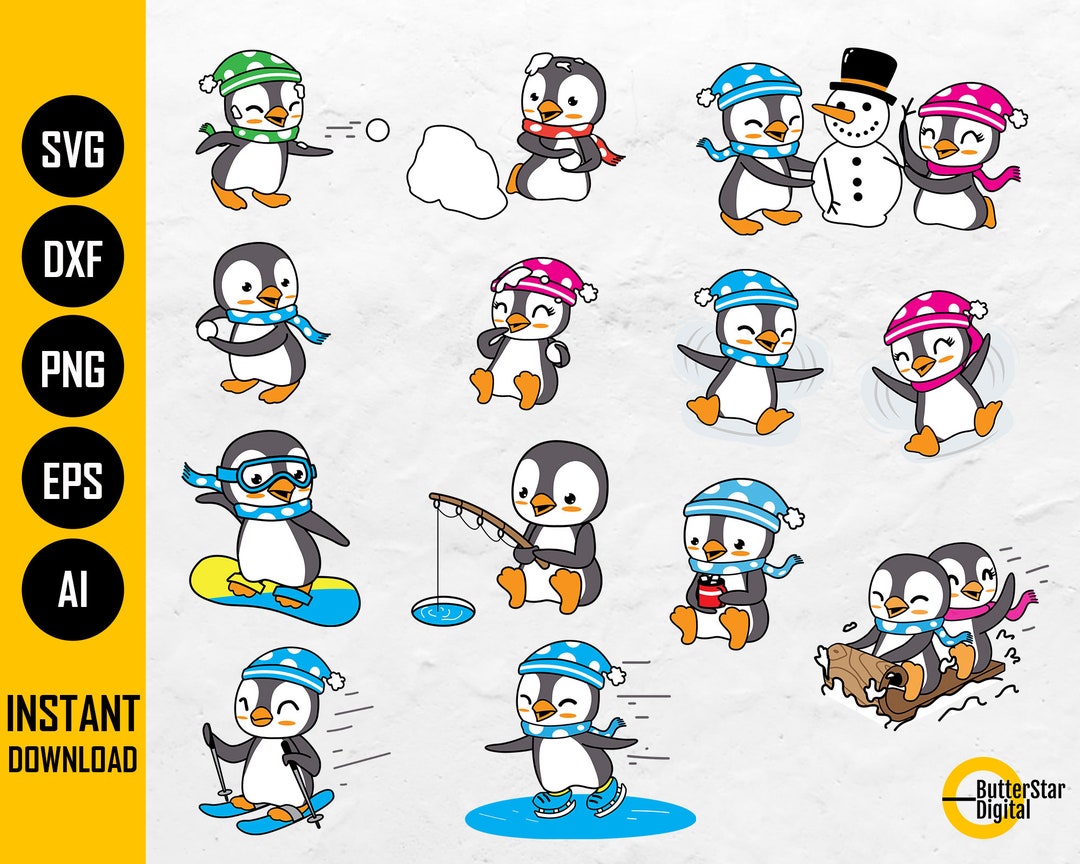 Winter Penguins BUNDLE SVG | Funny Cute Holidays SVG | Shirt Gift Decal ...