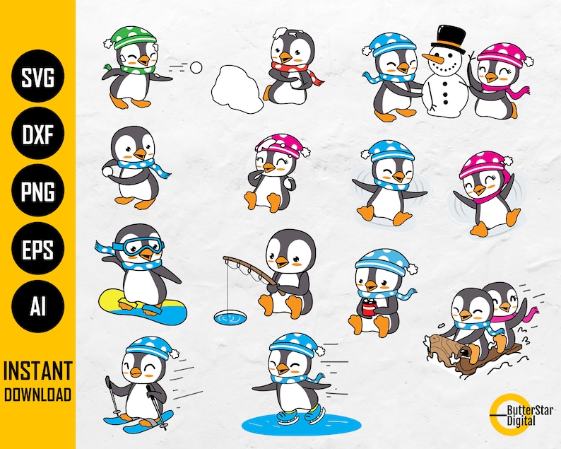 Winter Penguins BUNDLE SVG Funny Cute Holidays SVG Shirt - Etsy