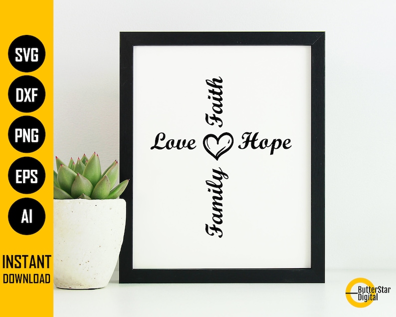 Family Cross SVG Faith Love Hope Family SVG Christian - Etsy