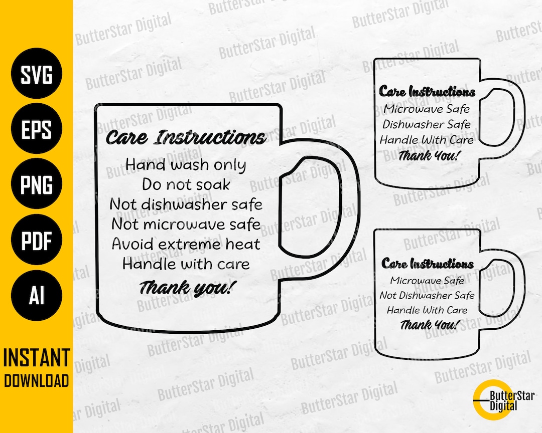 Coffee Mug Care Card SVG | Printable Maintenance Instructions | Cricut ...