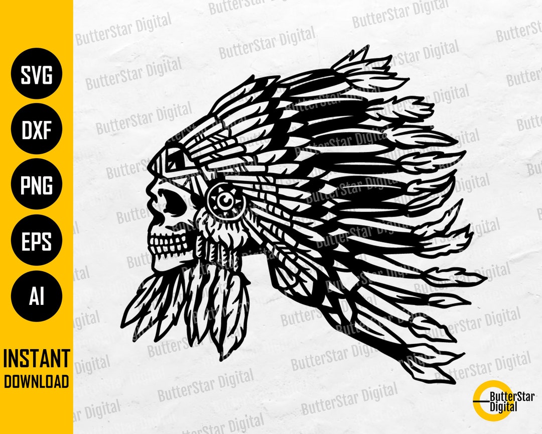 Indigenous Skull SVG | Warrior Headdress Tribal Aztec Tattoo Shirt ...