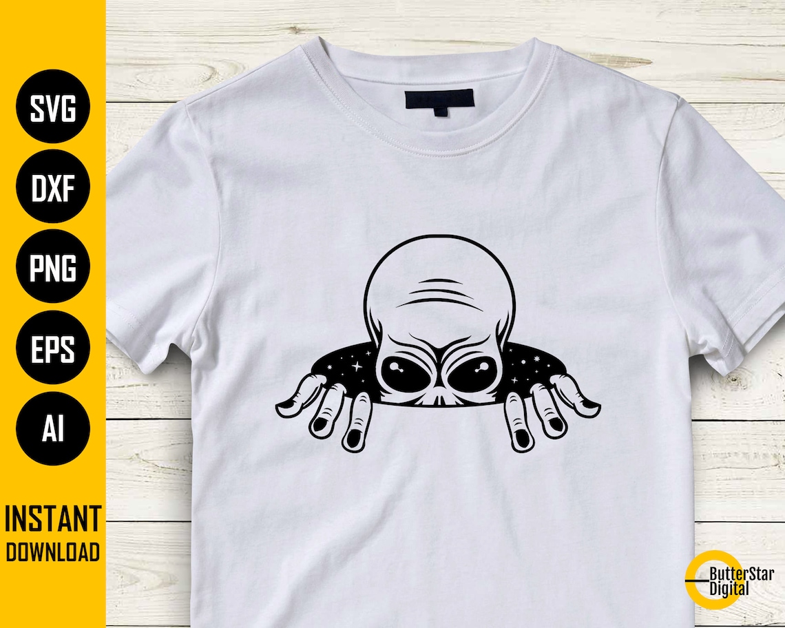 Peeking Alien SVG | UFO Space Extraterrestrial Monster Universe Stars ...