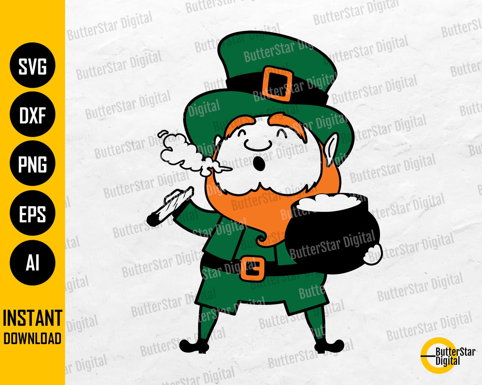 Leprechaun Smoking Pot SVG Smoke Cannabis SVG Funny Weed - Etsy