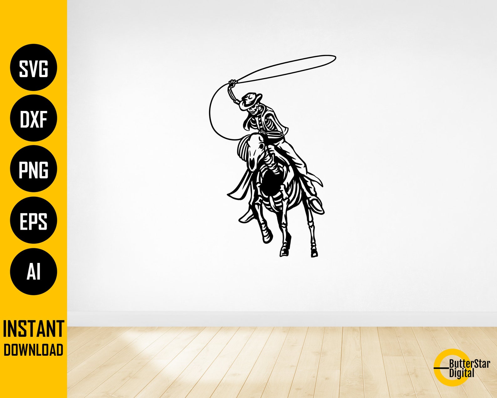 Skeleton Cowboy Lassoing SVG Lasso SVG Western Decals - Etsy