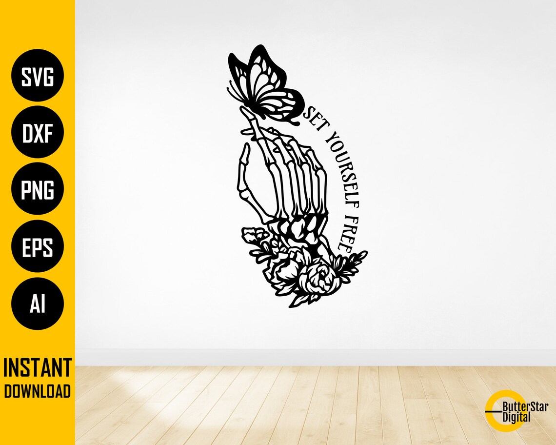 Set Yourself Free SVG Boho SVG Hippie SVG Skeleton Decal - Etsy