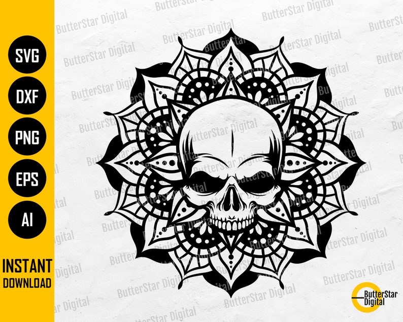 Mandala Skull SVG Skeleton T-shirt Decal Decor Stencil - Etsy