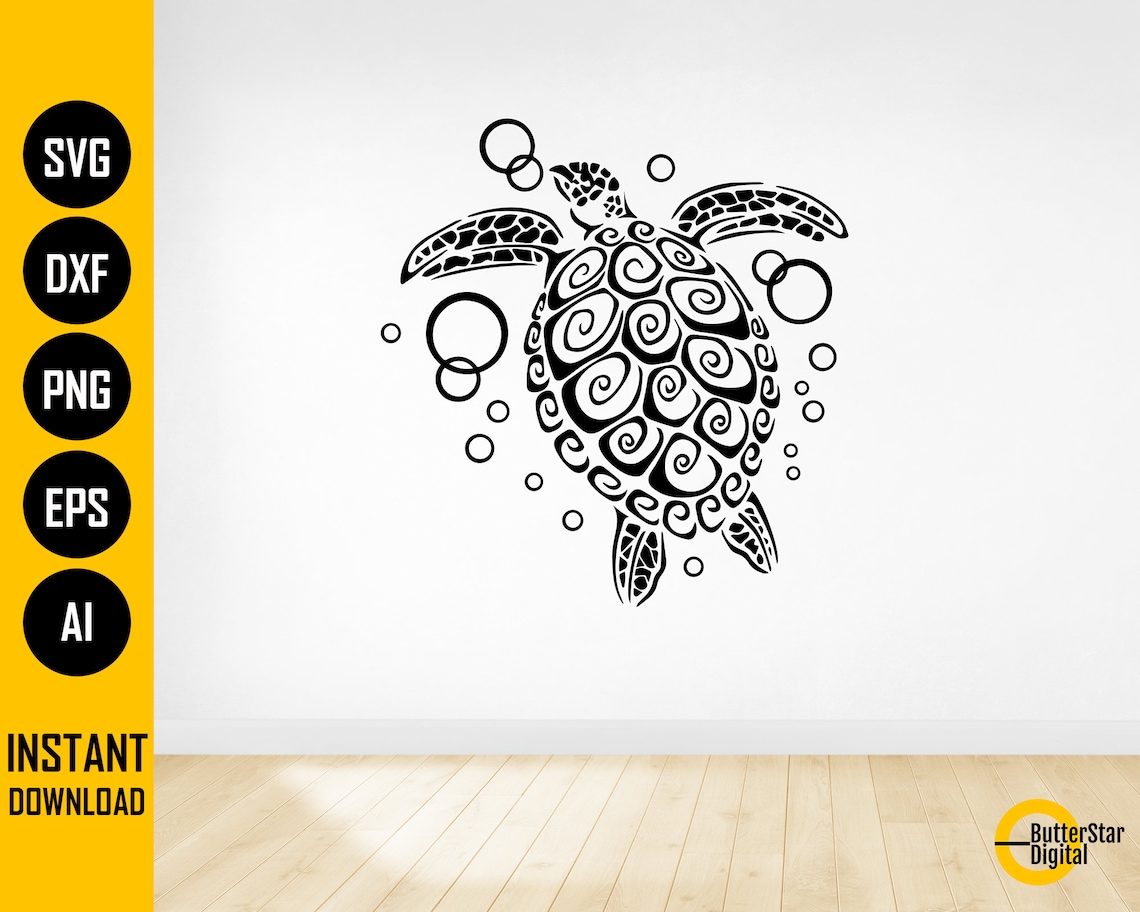 Sea Turtle SVG | Deep Ocean SVG | Summer Island Beach Waves Bubbles ...