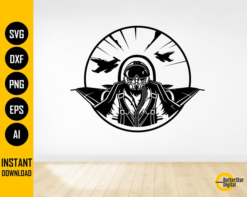 Fighter Pilot SVG | Air Force Shirt Stencil Vinyl Sticker Decal ...