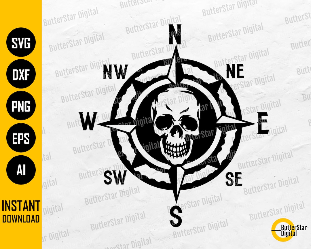 Skull Compass SVG | Nautical SVG | Wind Rose Svg | Cricut Cutting File ...