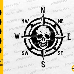 Skull Compass SVG | Nautical SVG | Wind Rose Svg | Cricut Cutting File ...