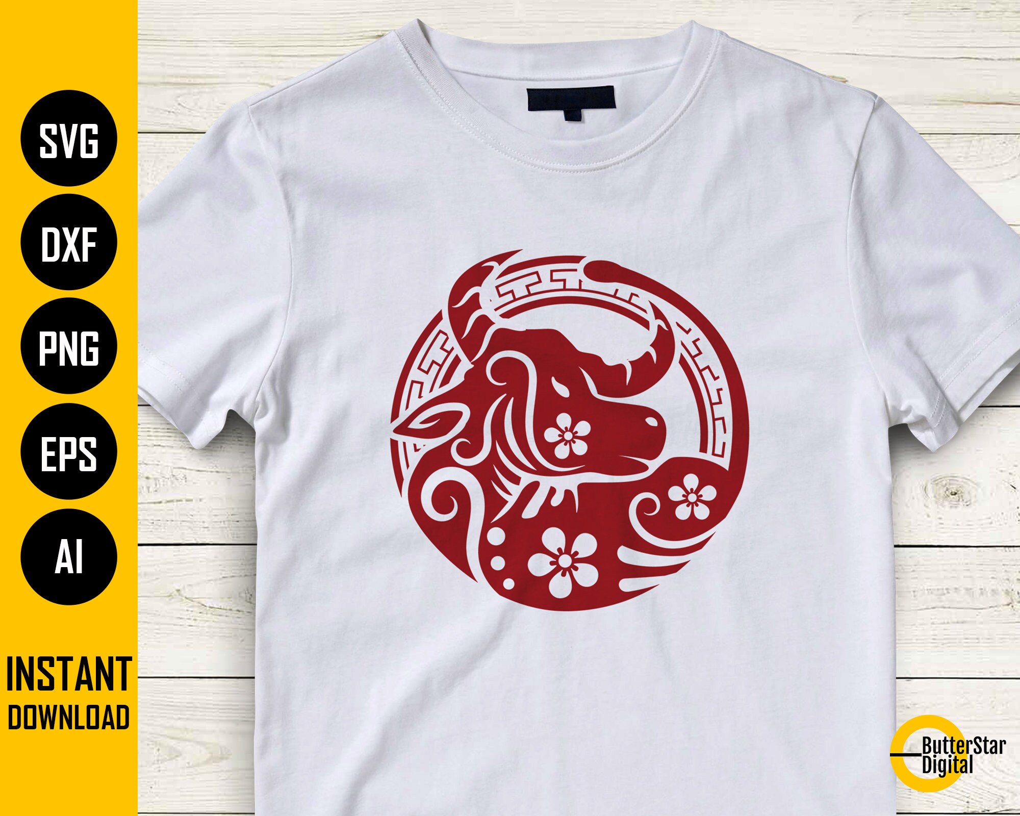 Chinese Metal Ox SVG | Year of the Ox Card T-shirt Sign Decor Decal ...