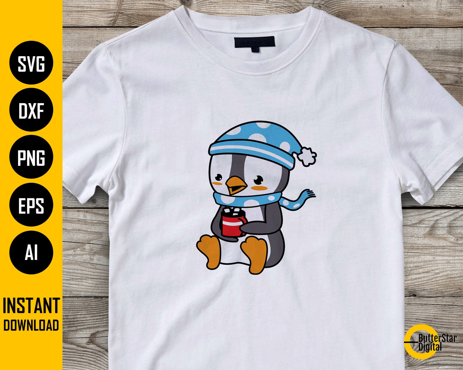 Penguin Hot Cocoa SVG Cute Winter SVG Animal Mug Shirt - Etsy