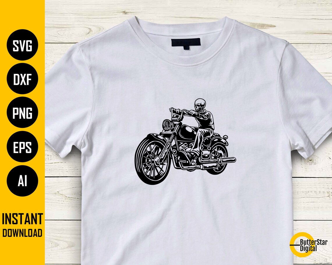 Biker Skeleton SVG Skull Rider SVG Motorcycle Motorbike - Etsy