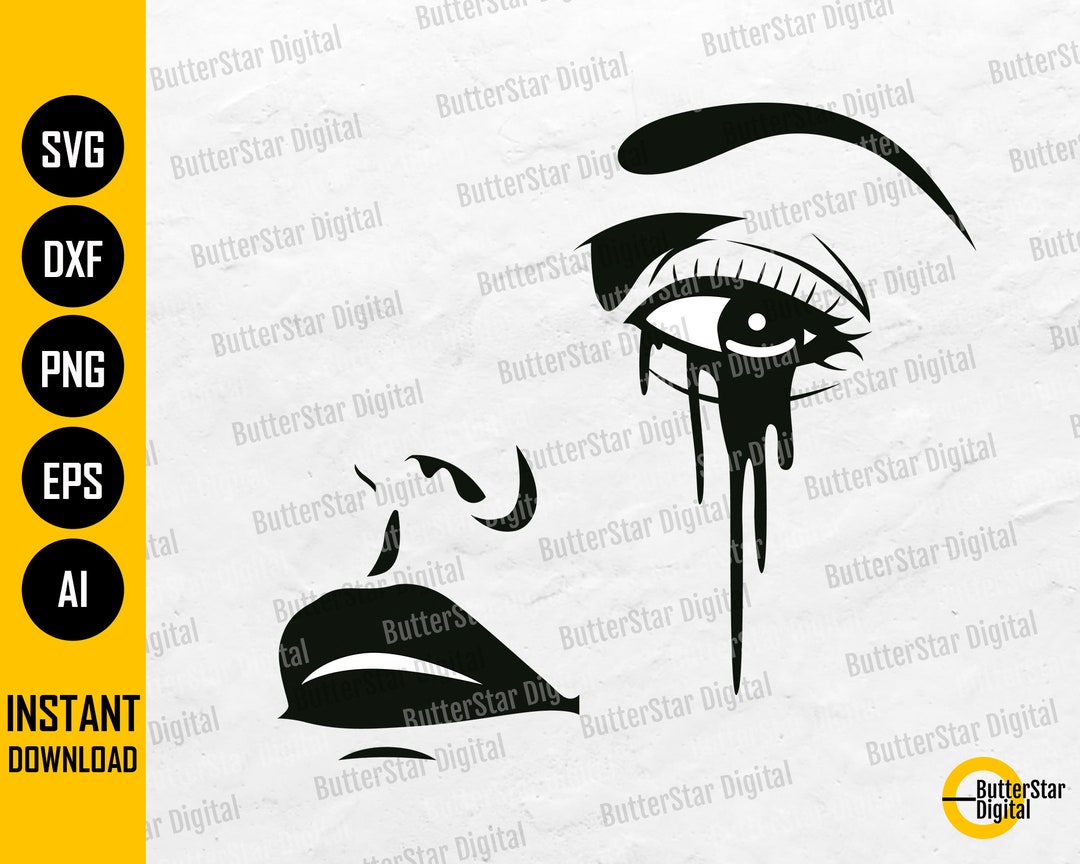 Crying Woman Face SVG | Sad Girl SVG | Depressed Lady SVG Eyes Nose ...