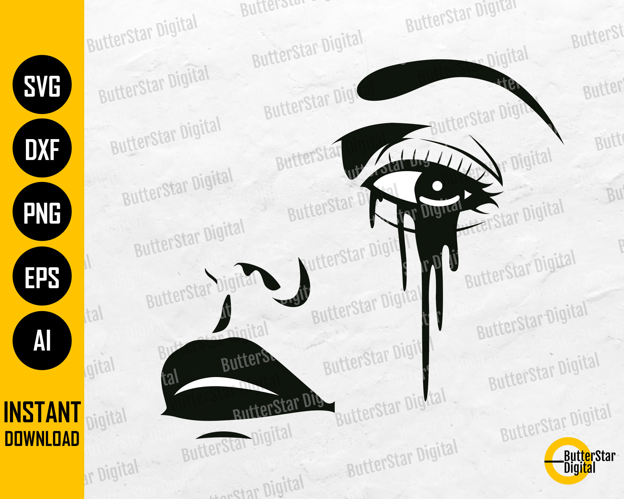 Crying Woman Face SVG | Sad Girl SVG | Depressed Lady SVG Eyes Nose ...