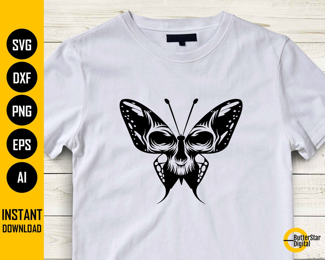 Skull Face Butterfly SVG | Skeleton SVG | Gothic Decal Shirt Graphic ...