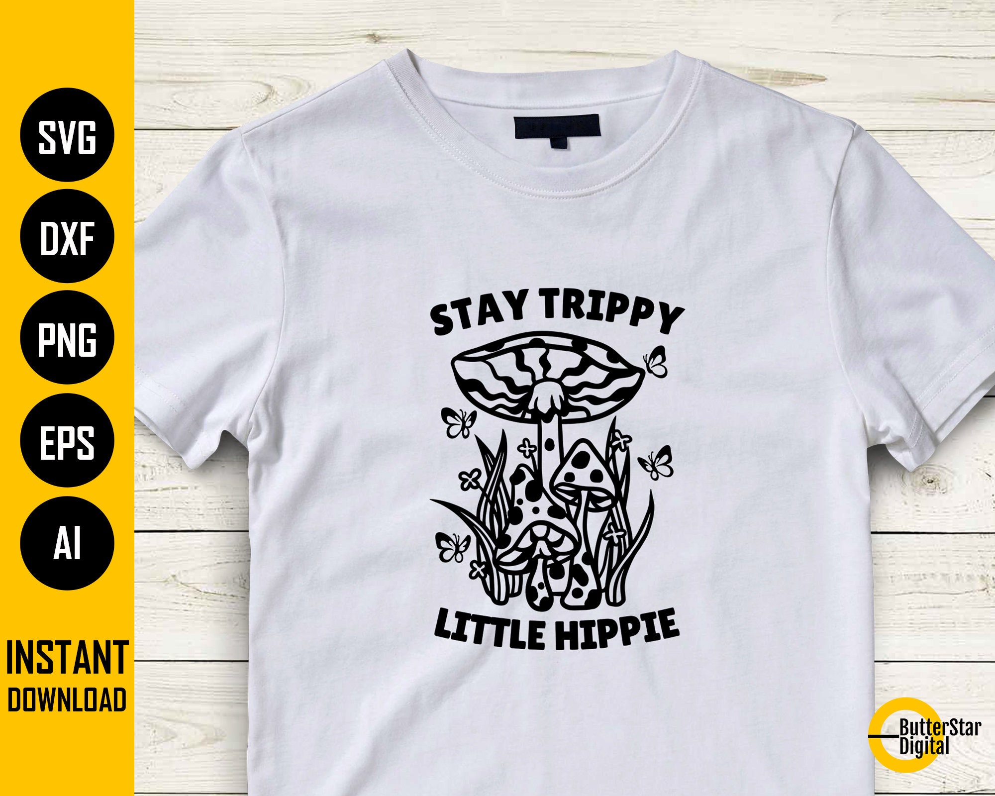 Stay Trippy Little Hippie SVG | Retro SVG | Mushroom T-shirt Decal ...