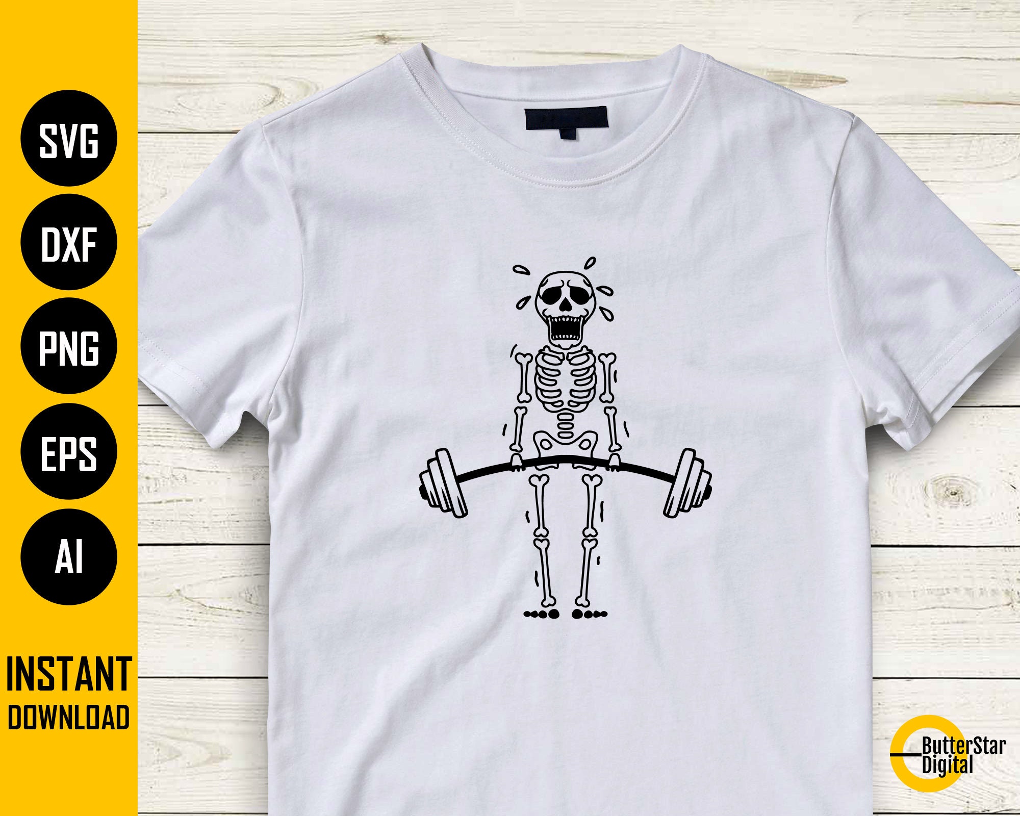 Skeleton Deadlift SVG | Cute Funny Gym Sticker Decal T-shirt Graphics ...