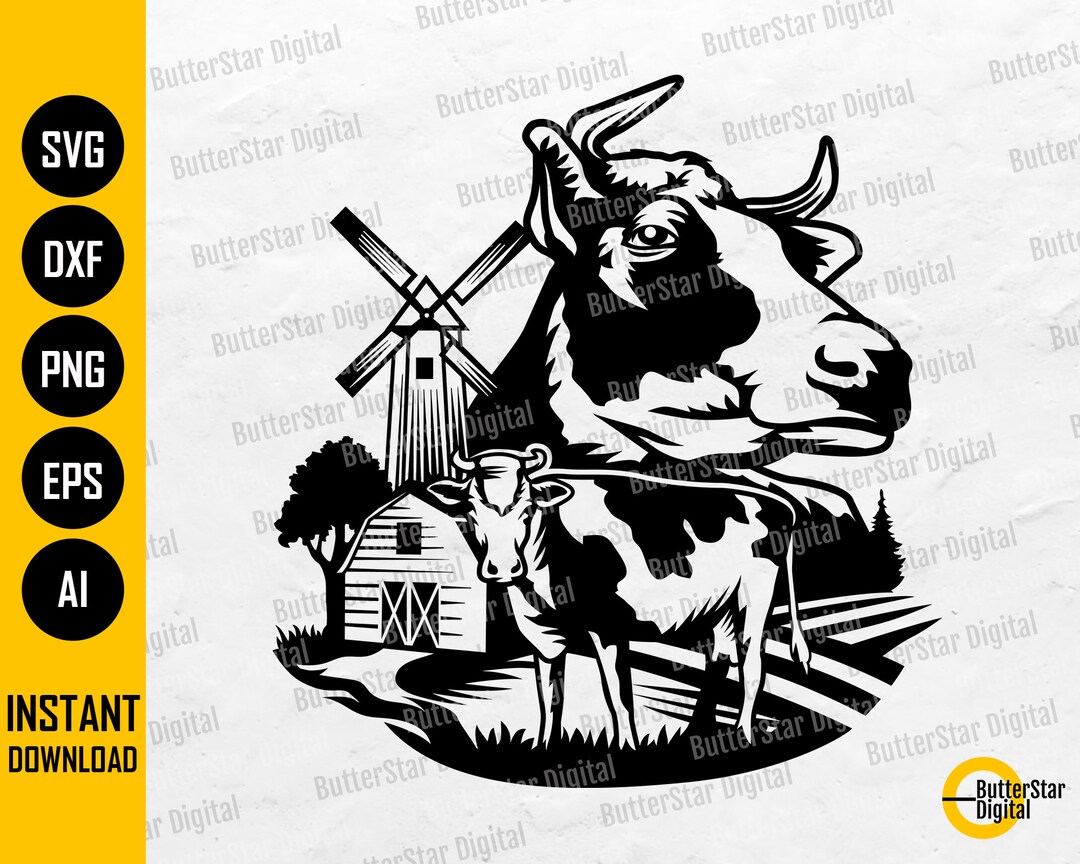 Cow SVG | Cattle SVG | Farm Animal Decal Wall Art T-shirt Sticker ...