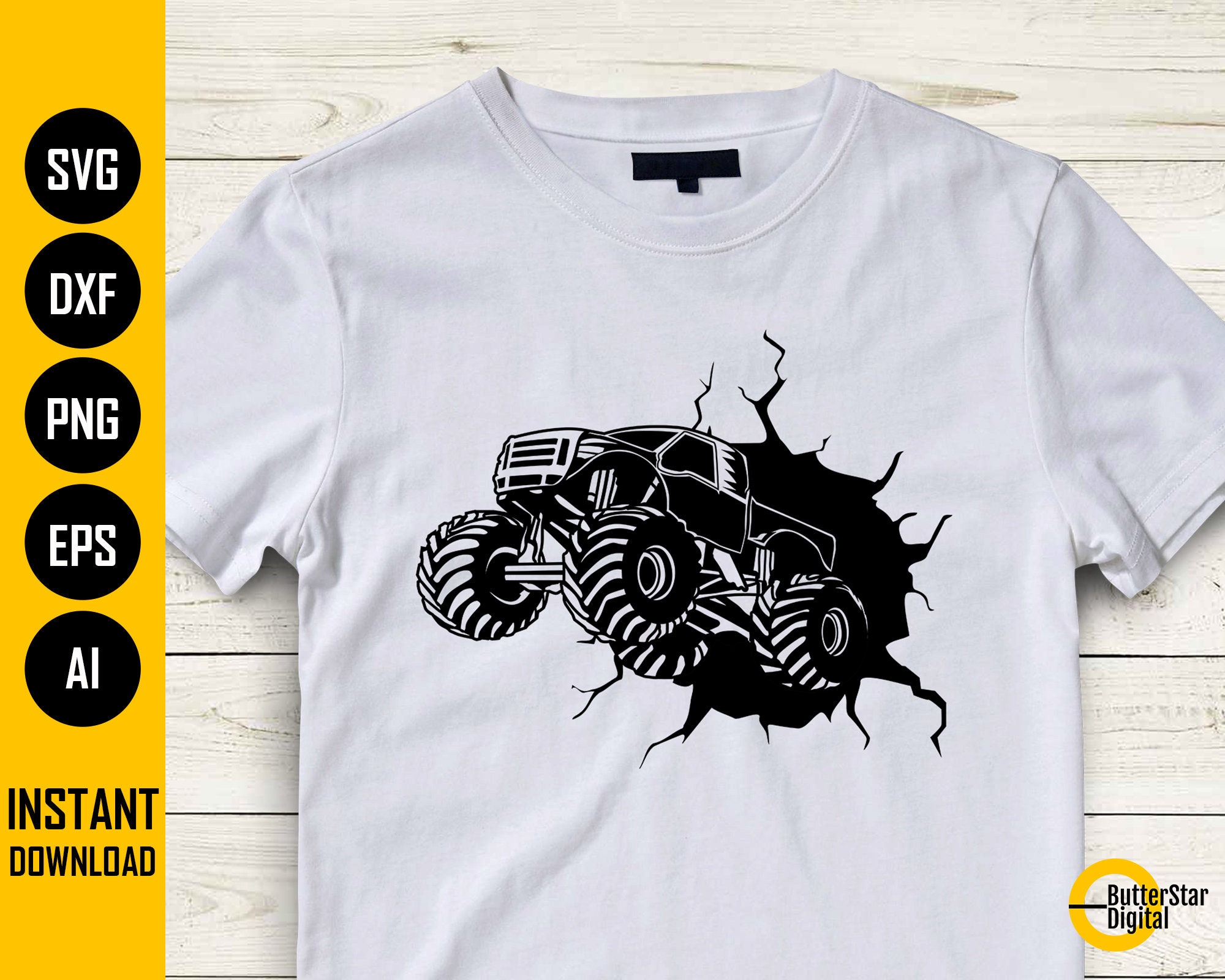 Crashing Monster Truck SVG Muscle Car SVG Car Decals Wall - Etsy