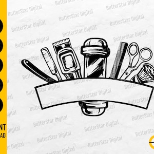 Barbershop Monogram SVG | Barber SVG | Razor Blade Clippers Trimmer ...