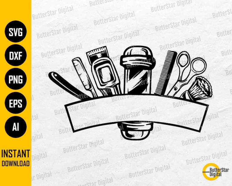Barbershop Monogram SVG Barber SVG Razor Blade Clippers - Etsy
