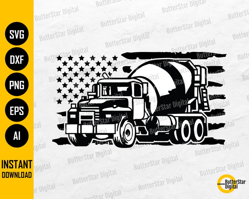 US Concrete Mixer Truck SVG American Cement Mixer SVG Usa | Etsy