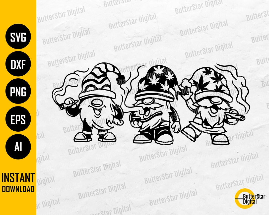 Weed Gnomes SVG | Smoking Cannabis SVG | Smoke Marijuana Joint SVG ...
