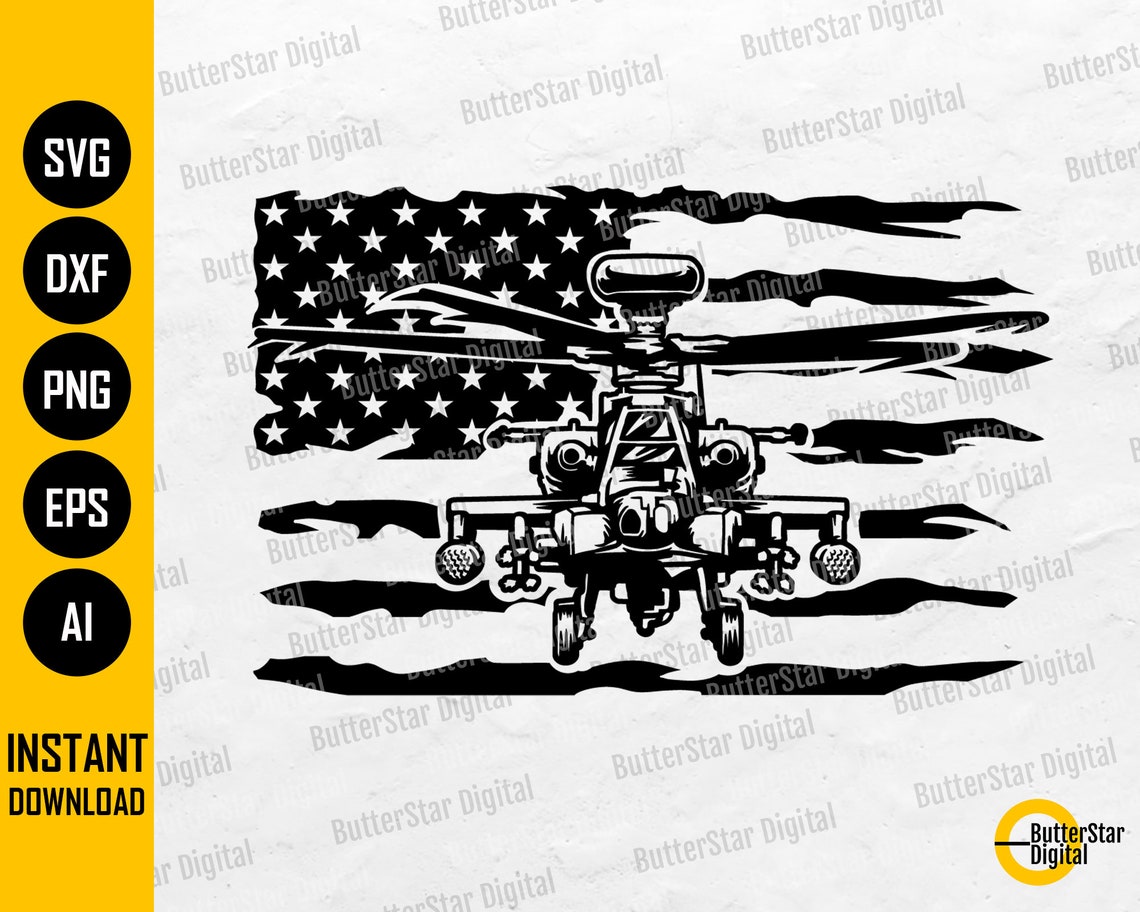 US Apache SVG | USA Helicopter Svg | Army Military Decal Graphics ...