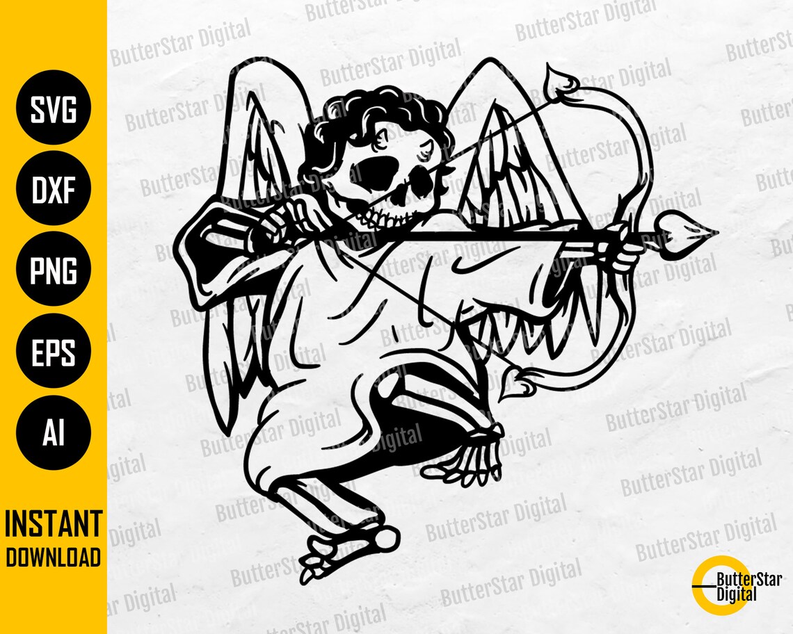 Demon Angel SVG Gothic Skull Archer Tattoo Decal T-shirt - Etsy