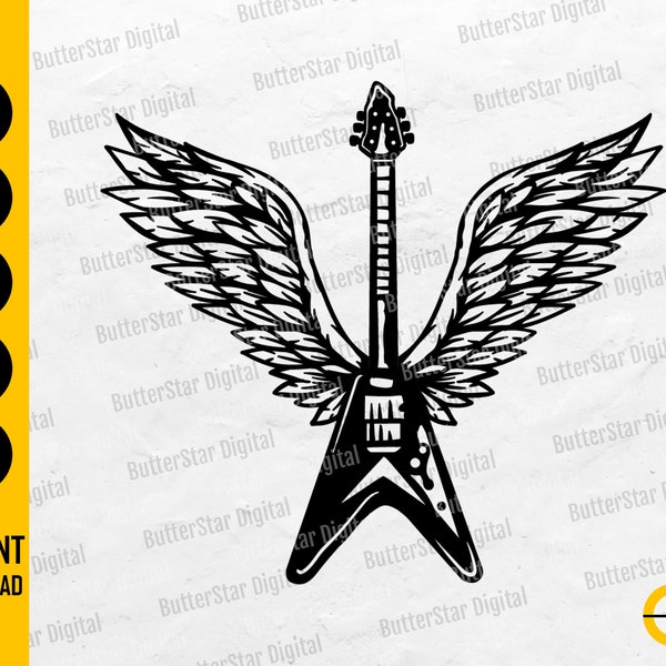 Angel Wings and Guitar Svg - Etsy