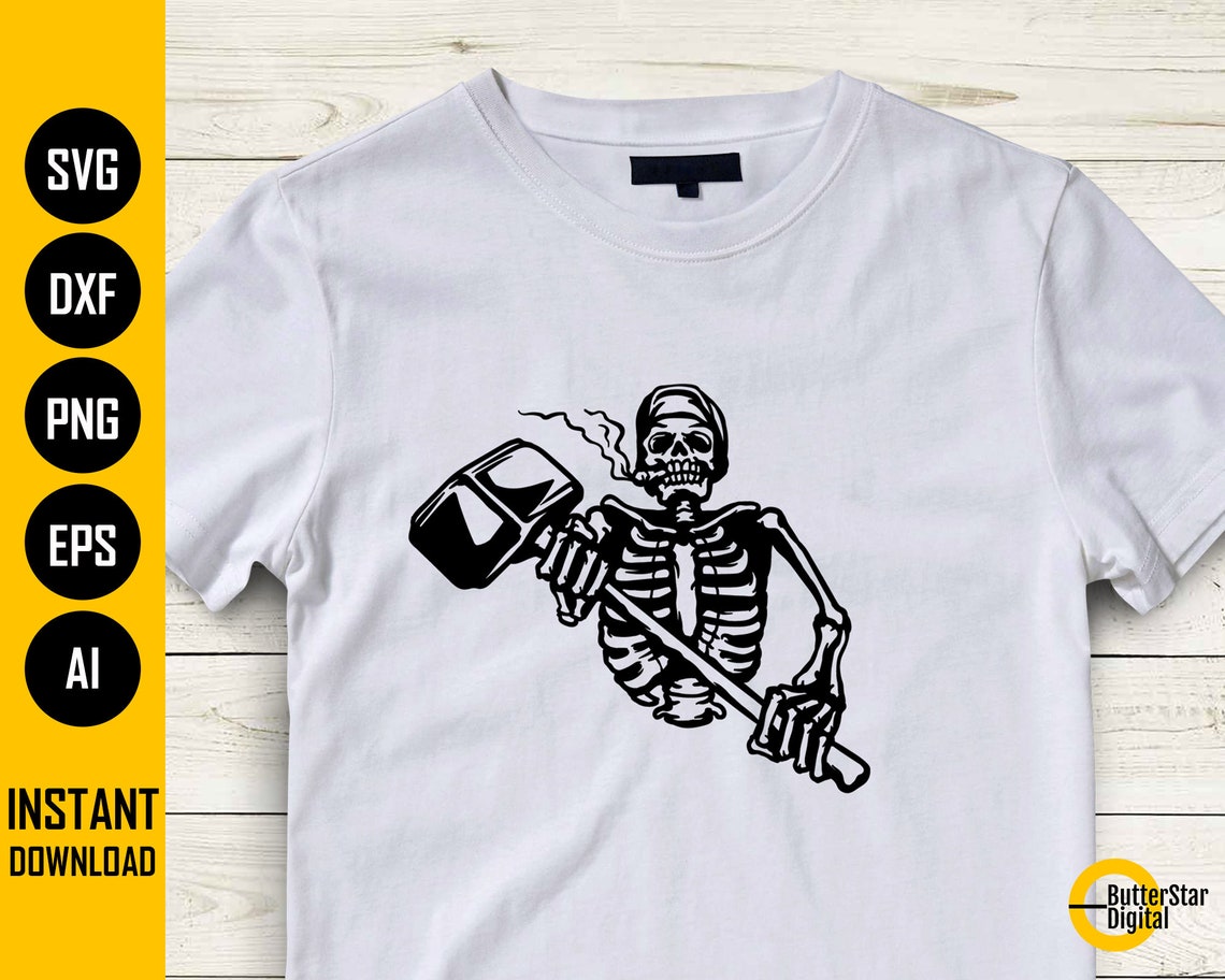 Skeleton With Sledgehammer SVG | Demolition SVG | Break Destroy Wreck ...