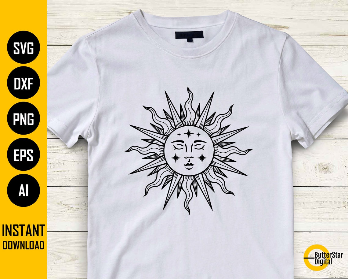 Sun SVG Celestial Decal T-shirt Decor Vinyl Stencil Graphics | Etsy