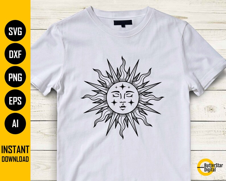 Sun SVG Celestial Decal T-shirt Decor Vinyl Stencil Graphics | Etsy