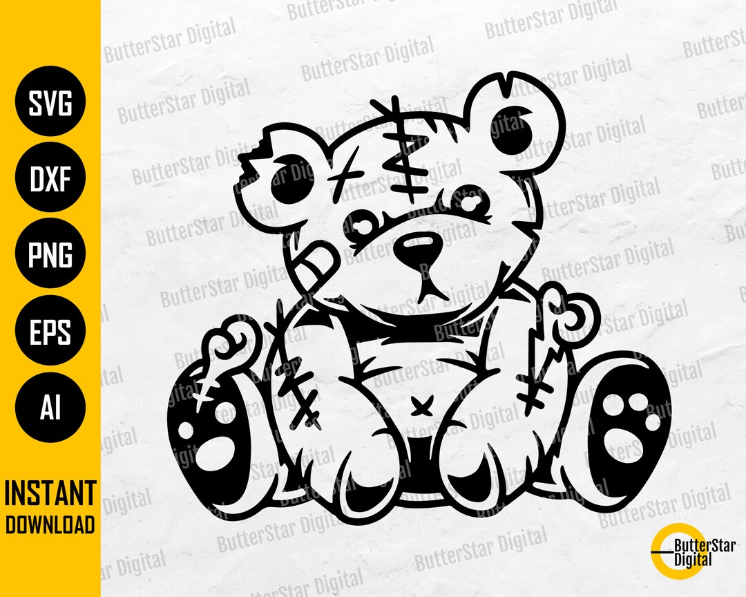 Beaten Teddy Bear SVG | Cute Fluffy Stuffed Animal Toy SVG | Cricut ...