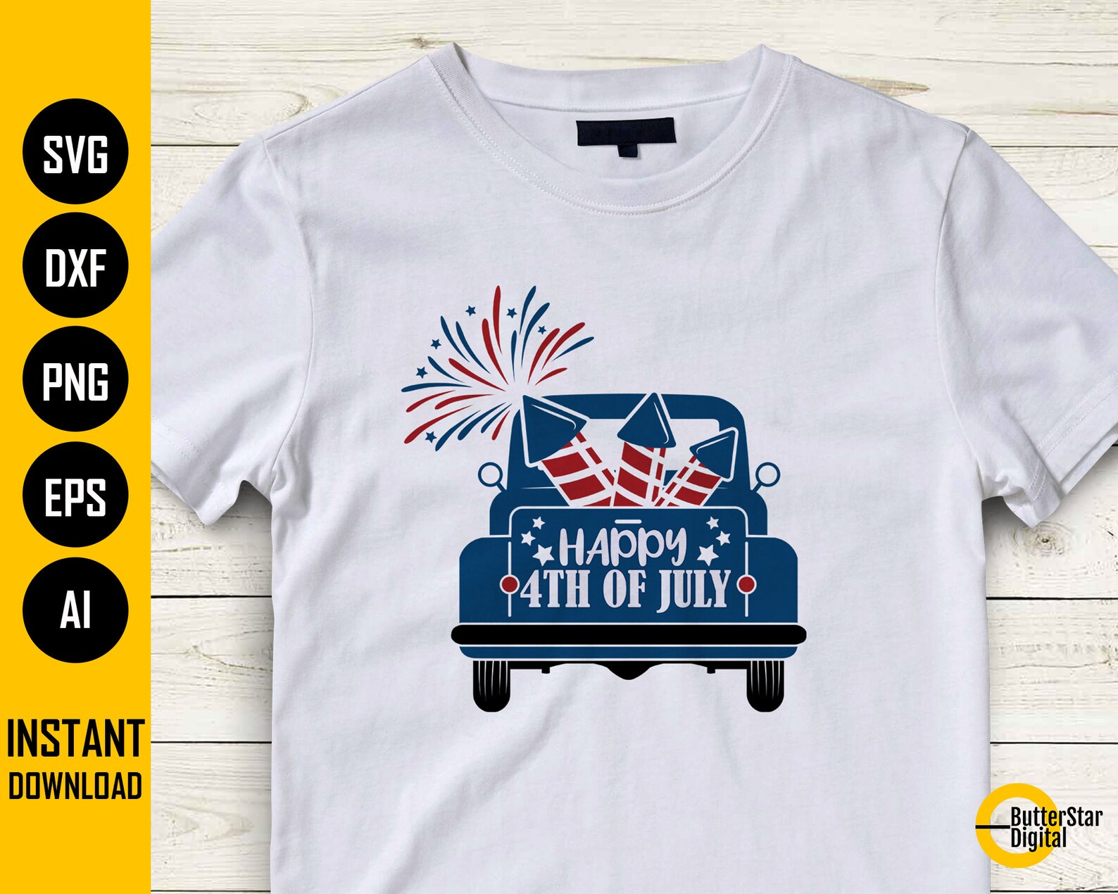 Happy 4th of July Truck SVG Fireworks on Back Fourth of - Etsy