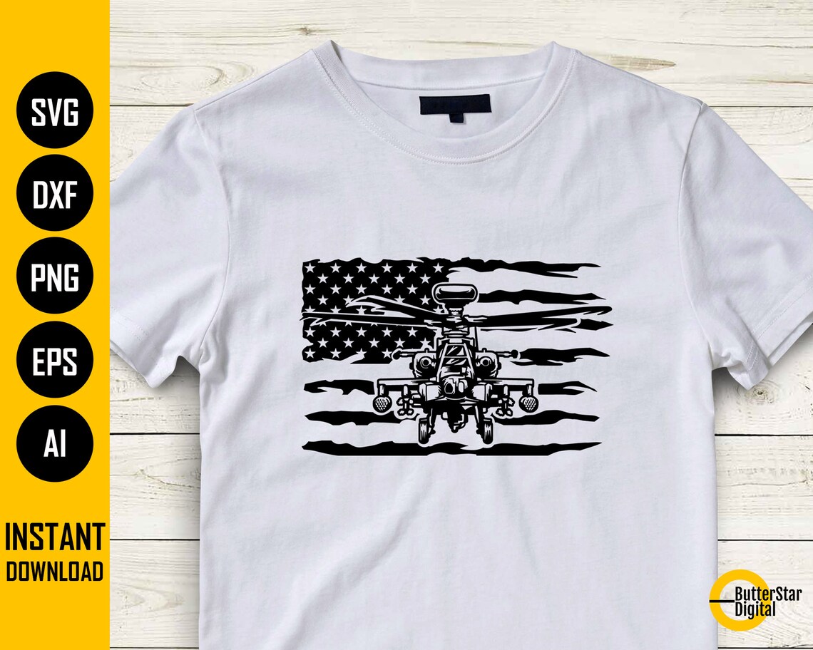 US Apache SVG | USA Helicopter Svg | Army Military Decal Graphics ...