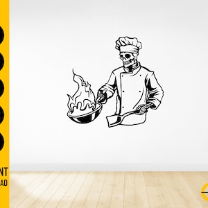 Skeleton Chef Cooking With Wok SVG | Cook SVG | Restaurant T-shirt ...