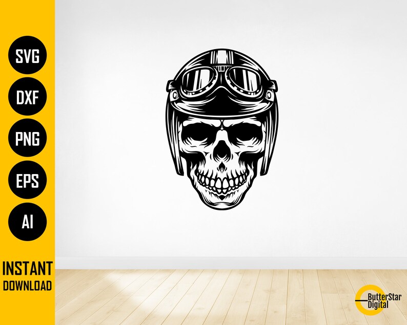 Vintage Biker Skull SVG Skeleton Motorcycle Rider SVG - Etsy