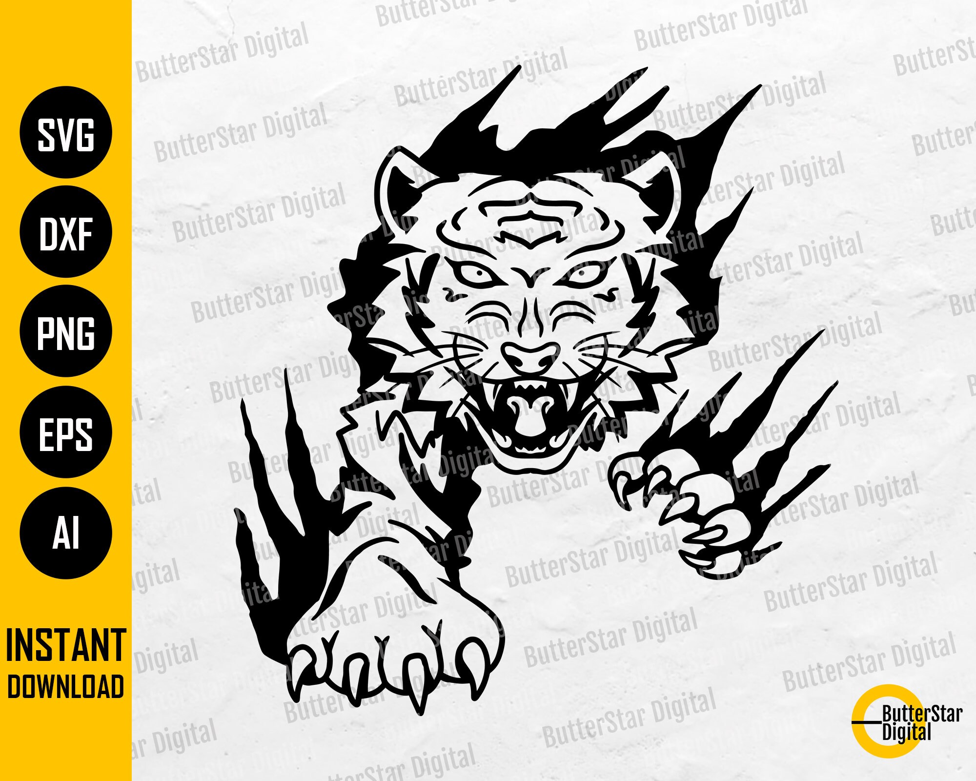 Tiger Scratch SVG Tigress SVG Animal Logo SVG Tiger Wall | Etsy