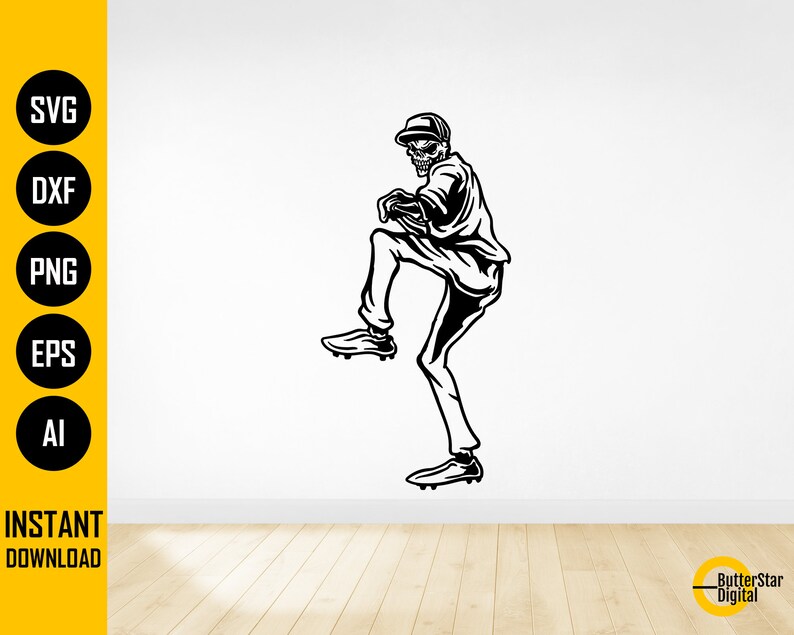 Skeleton Pitcher SVG Baseball SVG Sports T-shirt Sticker - Etsy