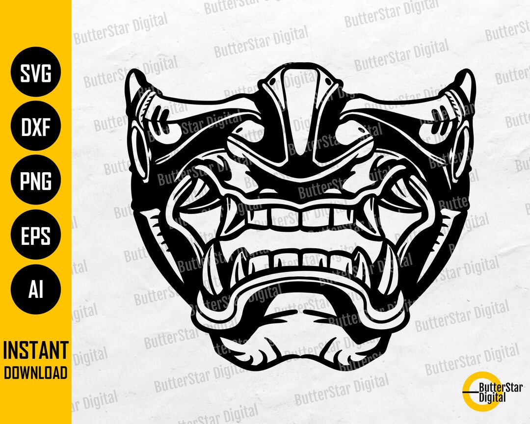 Half Hannya Mask SVG | Half Oni Mask SVG | Samurai Svg | Japanese Svg ...