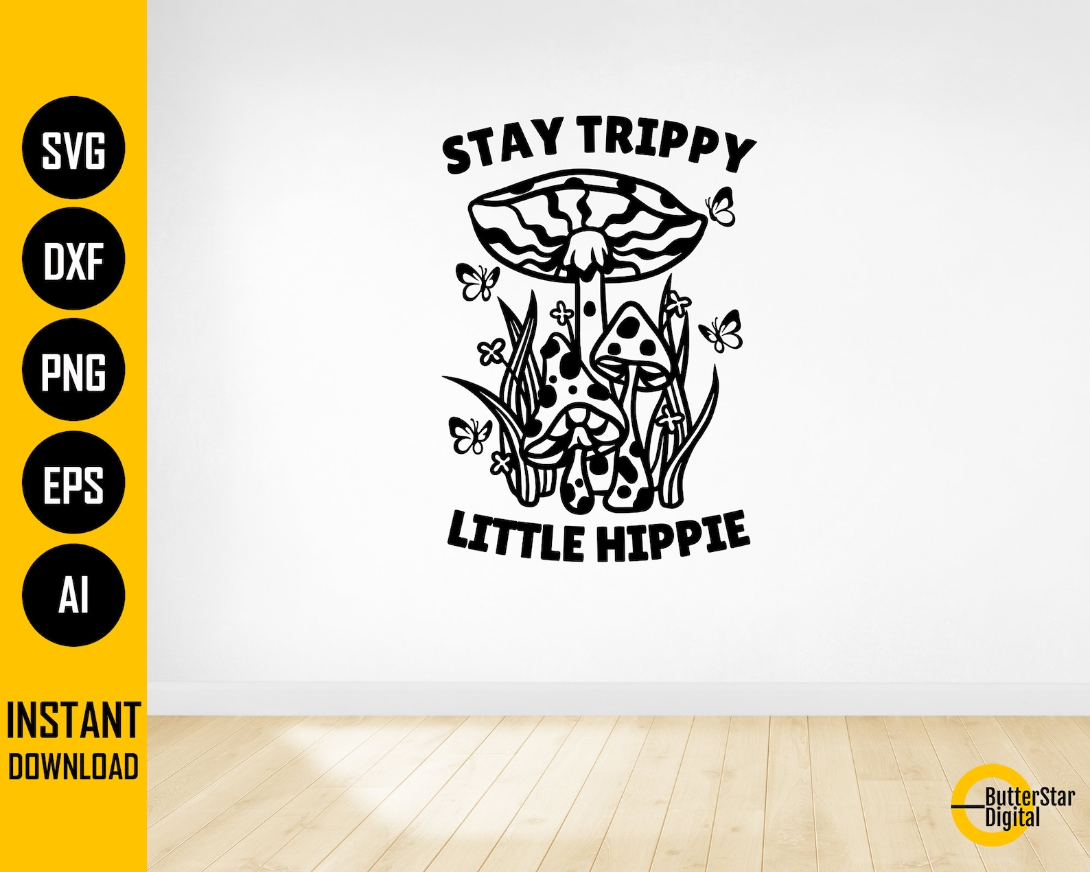 Stay Trippy Little Hippie SVG | Retro SVG | Mushroom T-shirt Decal ...