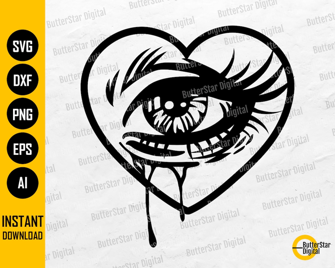Heart With Crying Eye SVG | Heartbreak SVG | Eyelashes Pain Sorrow Hurt ...
