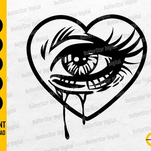 Heart With Crying Eye SVG | Heartbreak SVG | Eyelashes Pain Sorrow Hurt ...