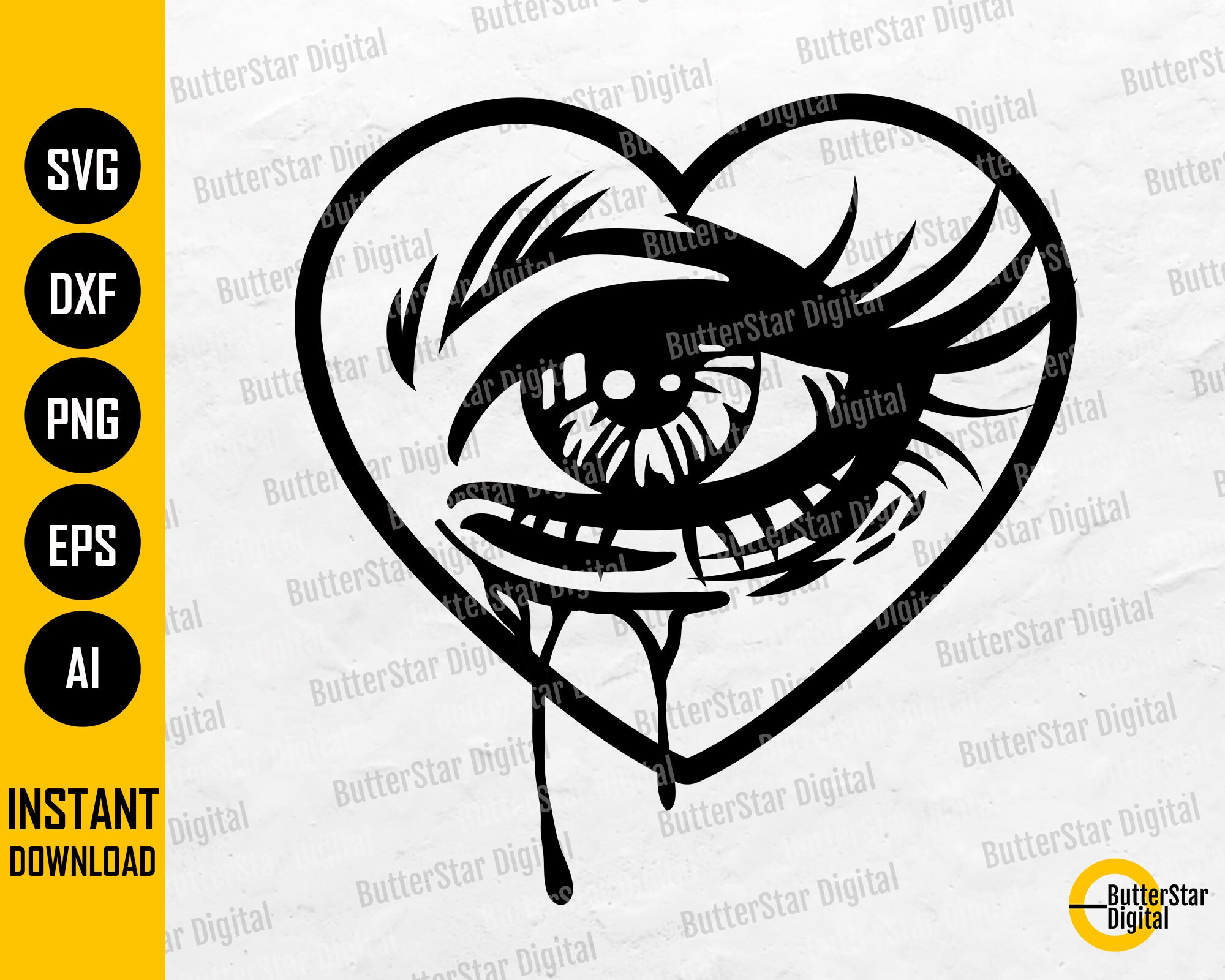 Heart With Crying Eye SVG | Heartbreak SVG | Eyelashes Pain Sorrow Hurt ...